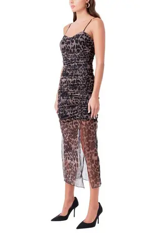 Endless Rose Ruched Mesh Midi Dress