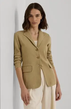 Ralph Lauren Combed Cotton-blend Blazer - Birch Tan