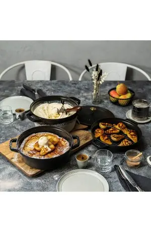 STAUB 4-piece Stackable Enameled Cast Iron Cookware Set - Black