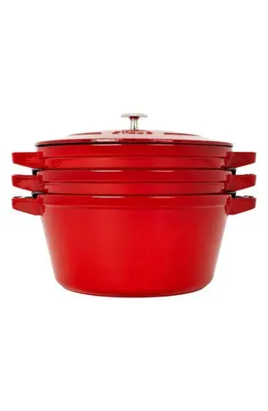 STAUB 4-piece Stackable Enameled Cast Iron Cookware Set - Cherry