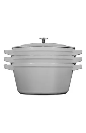 STAUB 4-piece Stackable Enameled Cast Iron Cookware Set Graphite
