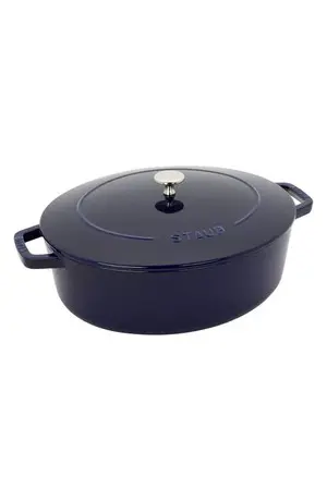 STAUB 6.25-quart Enameled Cast Iron Shallow Oval Dutch Oven - Dark Blue