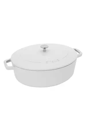 STAUB 6.25-quart Enameled Cast Iron Shallow Oval Dutch Oven - White