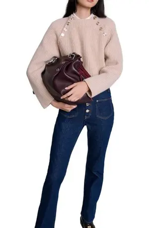 Maje Denim Straight Leg Jeans - Dark Blue