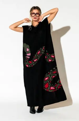 DRESSED IN LALA Big Reputation Oversized Maxi Sweater Dress
