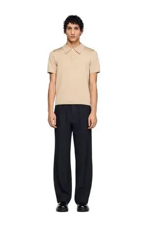 Sandro Short-sleeve Knitted Polo Shirt - Oats