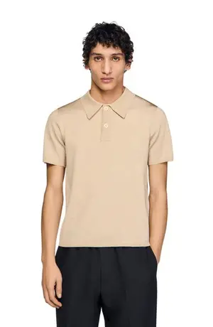 Sandro Short-sleeve Knitted Polo Shirt - Oats