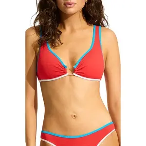 Seafolly Colorblock Ring Bikini Top - Flame