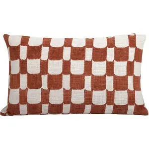 CASA AMAROSA Checkered Block Printed Pillowcover Only - Rust