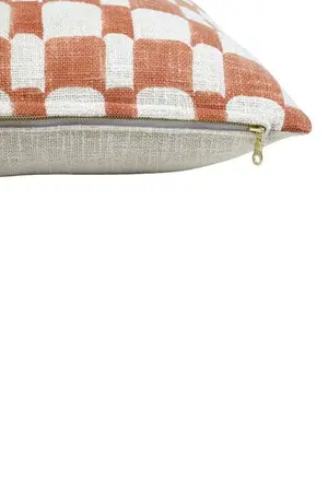 CASA AMAROSA Checkered Block Printed Pillowcover Only - Rust