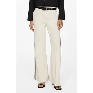 Mango Side Stripe Knit Wide Leg Pants
