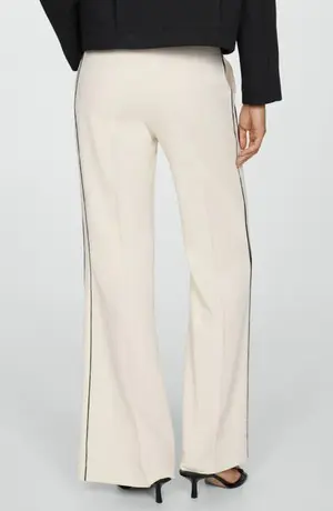 Mango Side Stripe Knit Wide Leg Pants