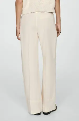 Mango Pleat Front Lyocell Wide Leg Trousers