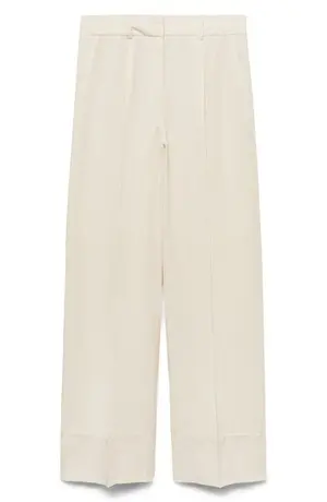 Mango Pleat Front Lyocell Wide Leg Trousers