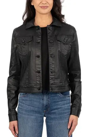 Kut From The Kloth Coated Denim Trucker Jacket - Black Jm