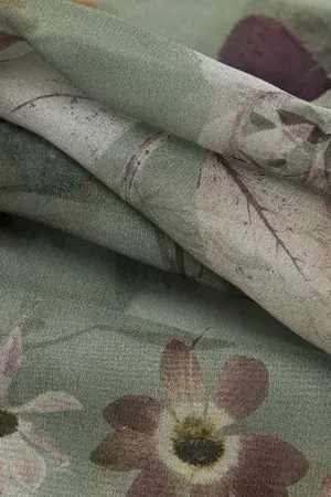 ELIZABETTA Botanicalong Sheer Silk Scarf For - Green