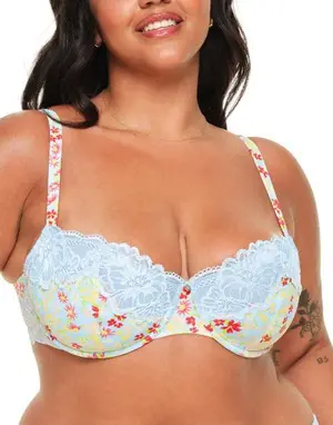 ADORE ME Mathilda Contour Balconette Bra Ditsy Blue