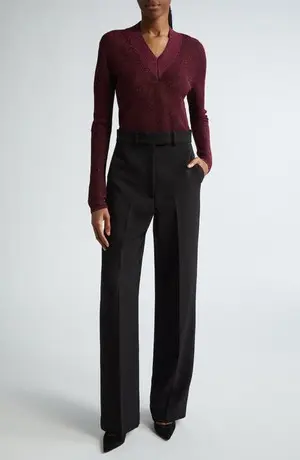St. John Stretch Cady Straight-leg Pants