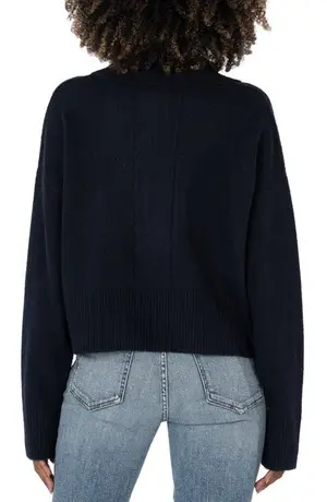 Kut From The Kloth Boxy Half Button Sweater - Navy