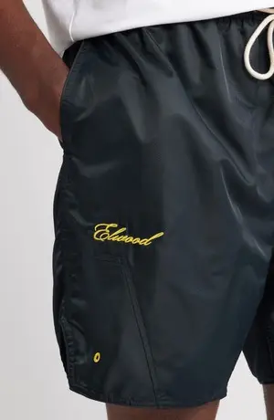 ELWOOD Embroidered Logo Nylon Shorts - Coal