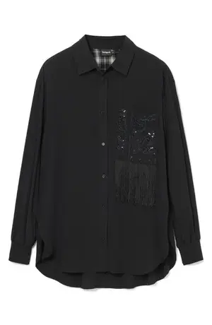 Desigual Sequin Fringe Pocket Shirt