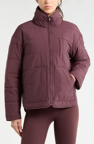 Zella Quilted Packable Jacket - Burgundy Fudge