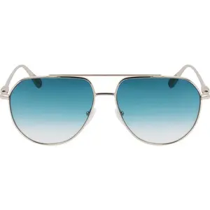 Longchamp Roseau Aviator Sunglasses - Gold/ Gradient Petrol