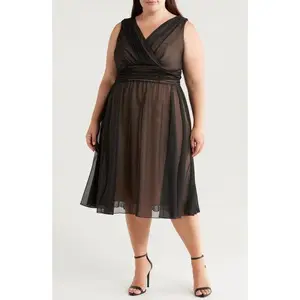 CONNECTED APPAREL Chiffon Midi Cocktail Dress