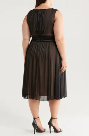 CONNECTED APPAREL Chiffon Midi Cocktail Dress