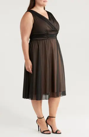 CONNECTED APPAREL Chiffon Midi Cocktail Dress