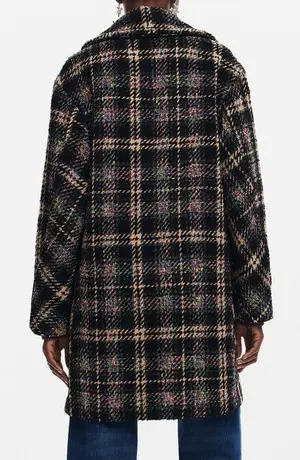 Desigual Corcega Double-breasted Plaid Coat