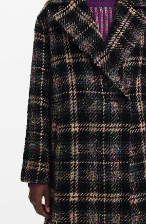 Desigual Corcega Double-breasted Plaid Coat