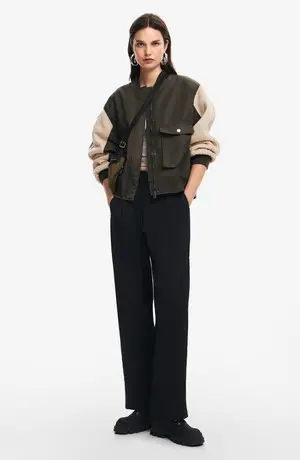 Desigual Bucharest Mix Media Bomber Jacket