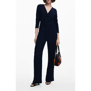 Desigual Leeds Textured Long Sleeve Jumpsuit - Blue