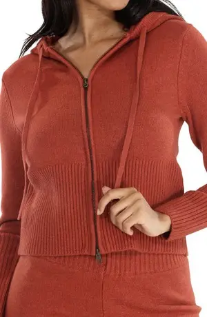 Honeydew Intimates Ribbed Trim Hoodie - Copper