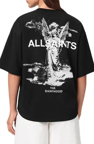 ALLSAINTS Guardian Amelie Oversize Graphic T-shirt - Black