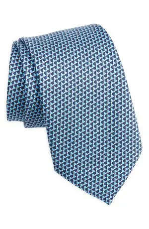 Zegna Triangle Geo Silk Tie - Light Blue