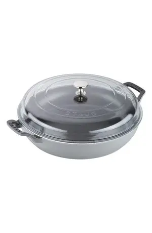 STAUB 3.5 Quart Enameled Cast Iron Braiser With Glass Lid - Graphite Grey