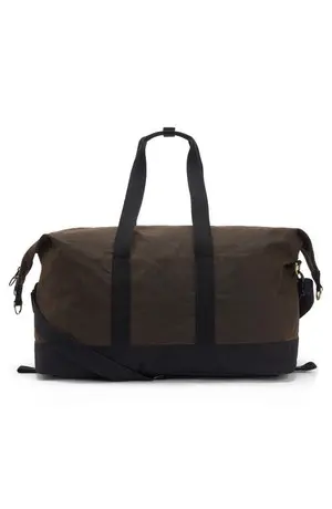 Barbour Field Water Resistant Waxed Cotton Duffle Bag - Olive/black