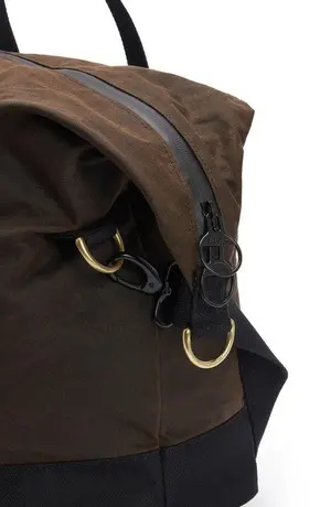 Barbour Field Water Resistant Waxed Cotton Duffle Bag - Olive/black