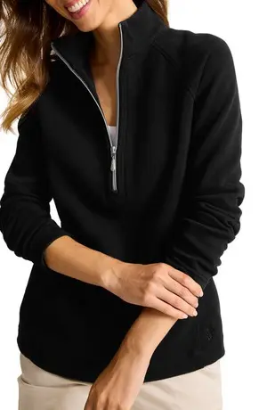 Tommy Bahama Stretch Cotton Half Zip Pullover - Black