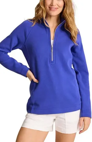 Tommy Bahama Tommy Bahama Stretch Cotton Half Zip Pullover Bold Blue