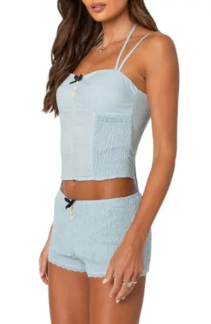 EDIKTED Saffron Smock Detail Corset Top