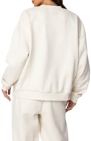 EDIKTED Embroidered Oversize Fleece Sweatshirt