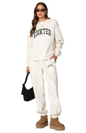EDIKTED Embroidered Oversize Fleece Sweatshirt