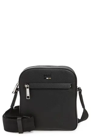 BOSS Faux Leather Crossbody Bag - Black