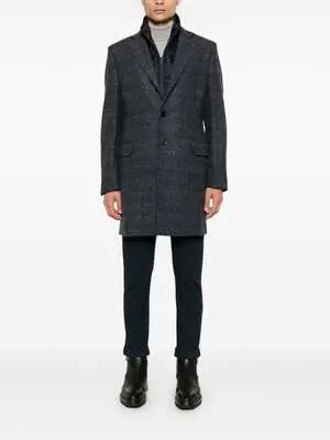 FAY Tartan-check Double Coat - Blue