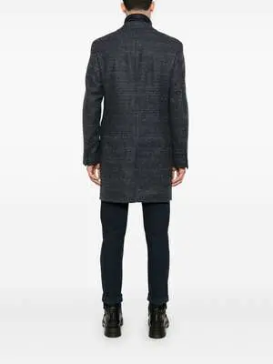 FAY Tartan-check Double Coat - Blue