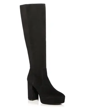 STUART WEITZMAN Dayna Platform Boots - Black Leather