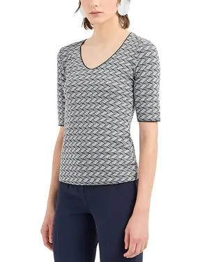 Emporio Armani Stretch Jersey Geometric Jacquard Top - Grey